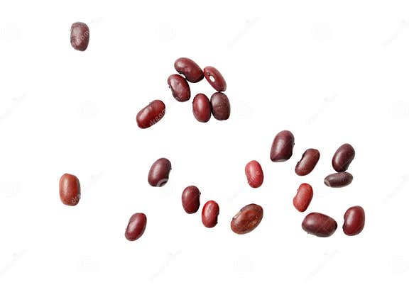 A Bunch of Red Beans Scattered on a White Background Stock Photo ...