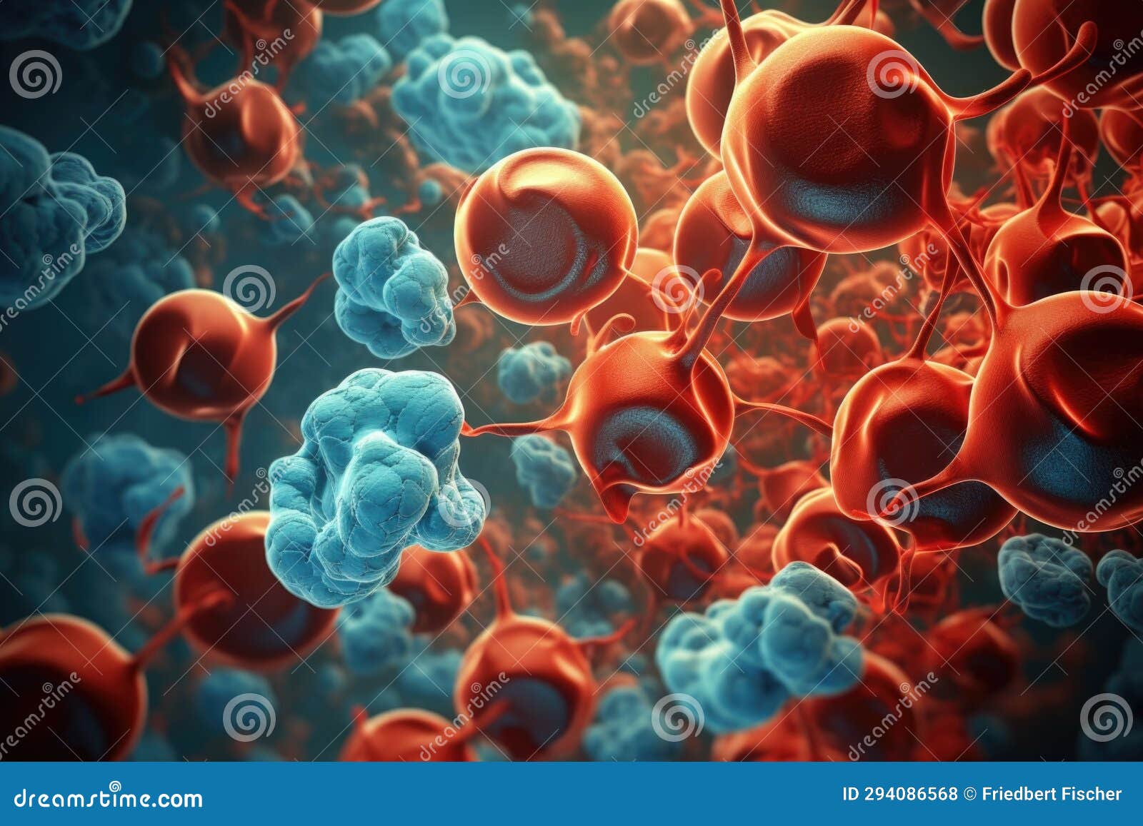 A Bunch of Red and Blue Cells Stock Illustration - Illustration of aids ...
