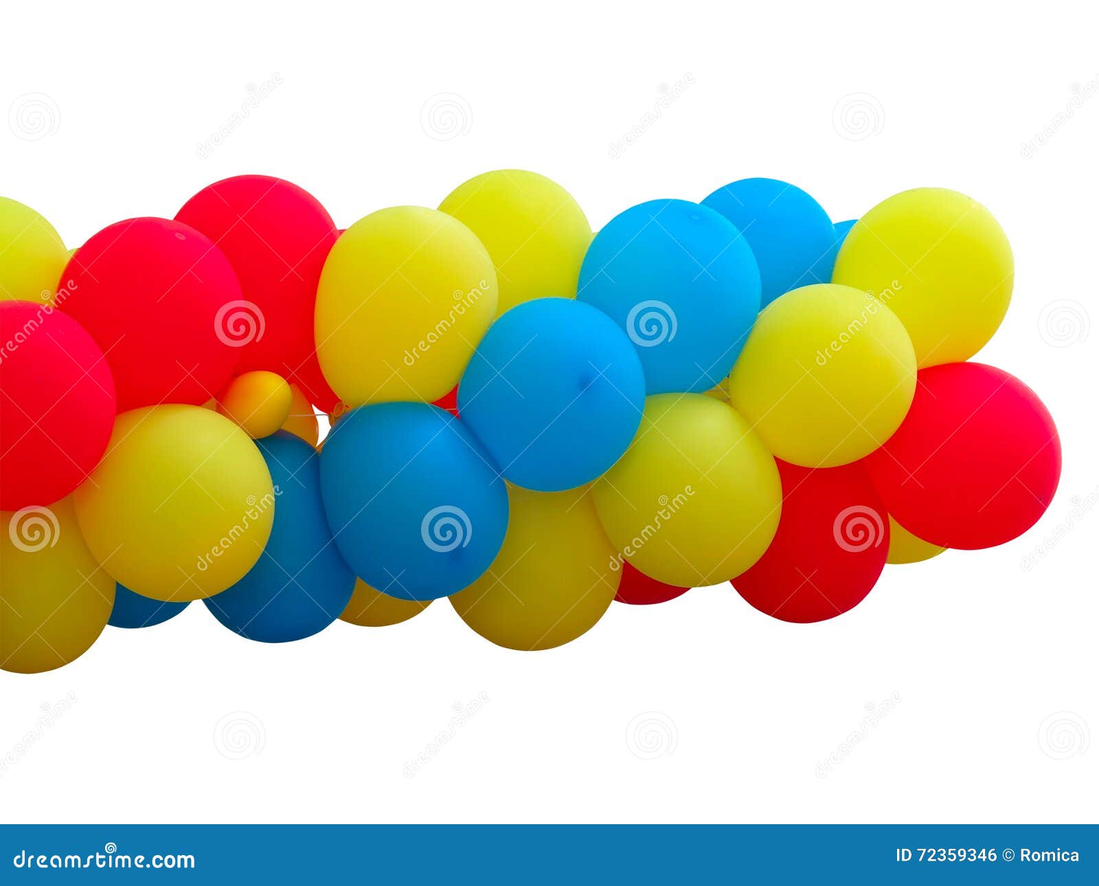 Bunch of Red, Blue and Yellow Balloons Isolated Over White Stock Photo ...