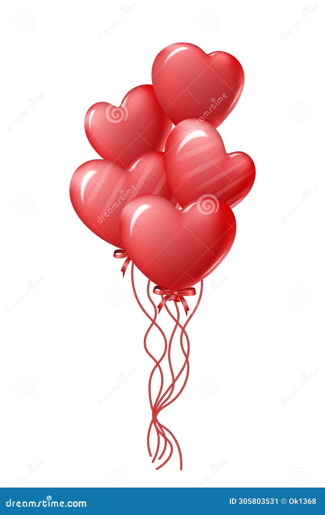 A Bunch of Red Heart-shaped Balloons Isolated on a Transparent ...