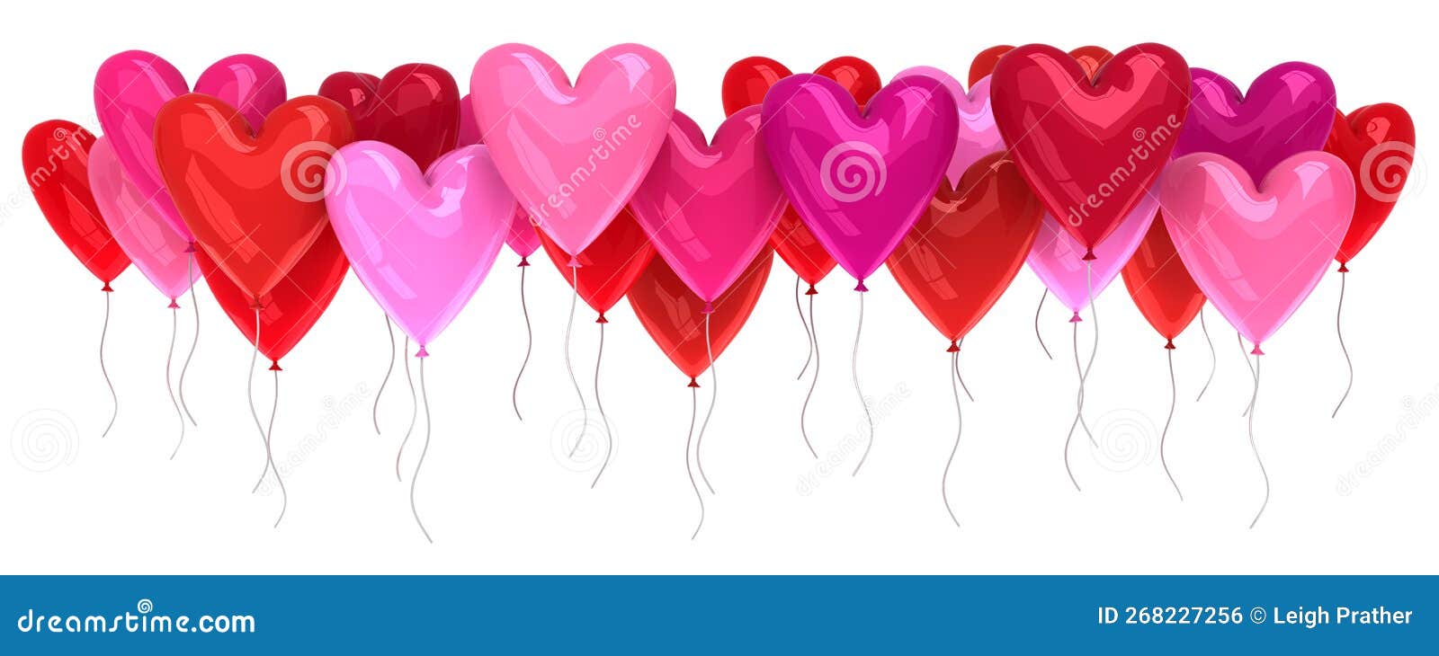 Bunch of Red and Pink Balloons Isolated on White - 3d Render Stock ...