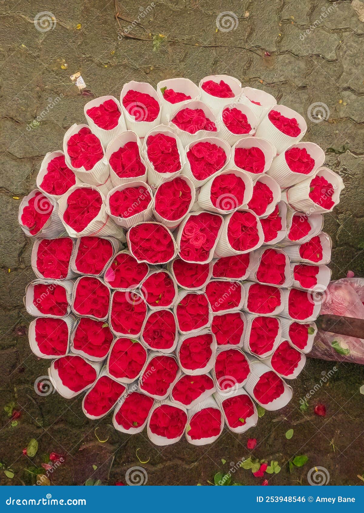 Bunch of Red Rose Buffets for Sale on Roadside in India Stock Photo ...