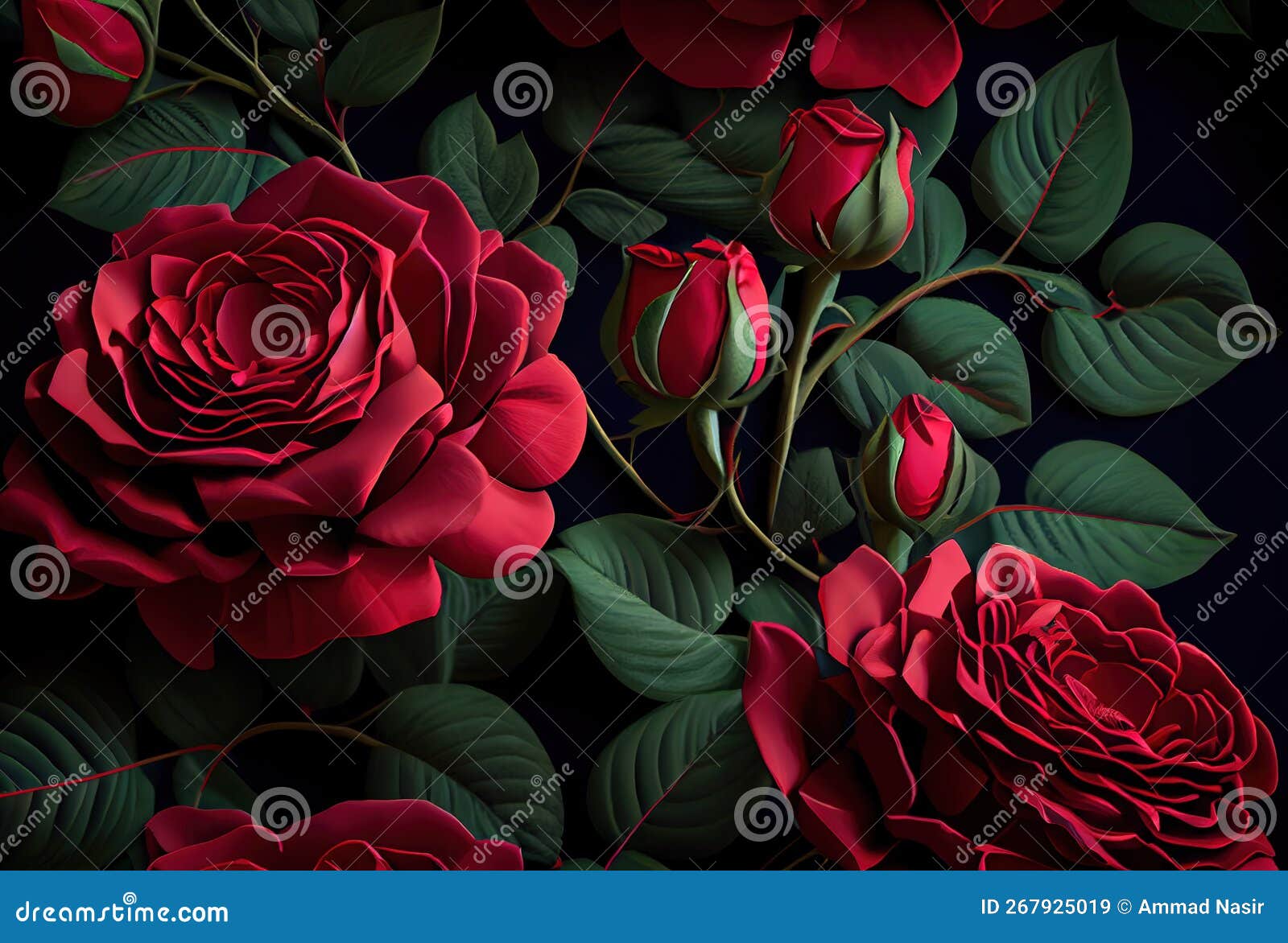 Bouquet of Red Roses, Generative Ai Stock Illustration - Illustration ...