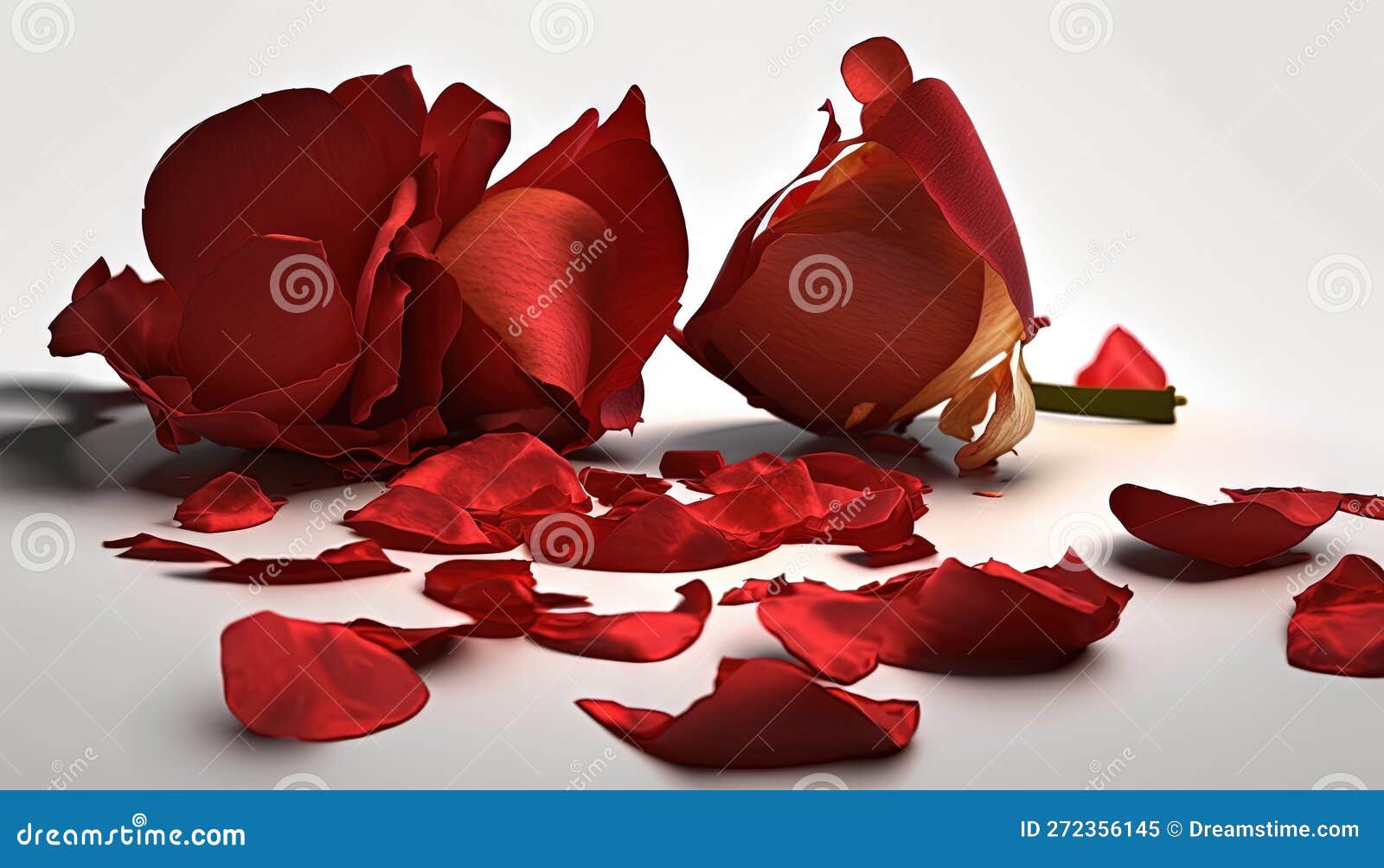 A Bunch of Red Roses that are on the Ground with Petals Stock ...
