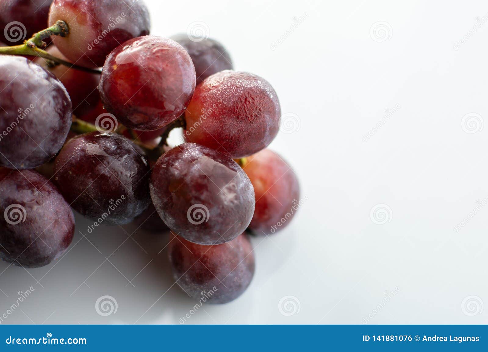 Bunch of Red Wet Grapes Isolated on White Background Stock Photo ...