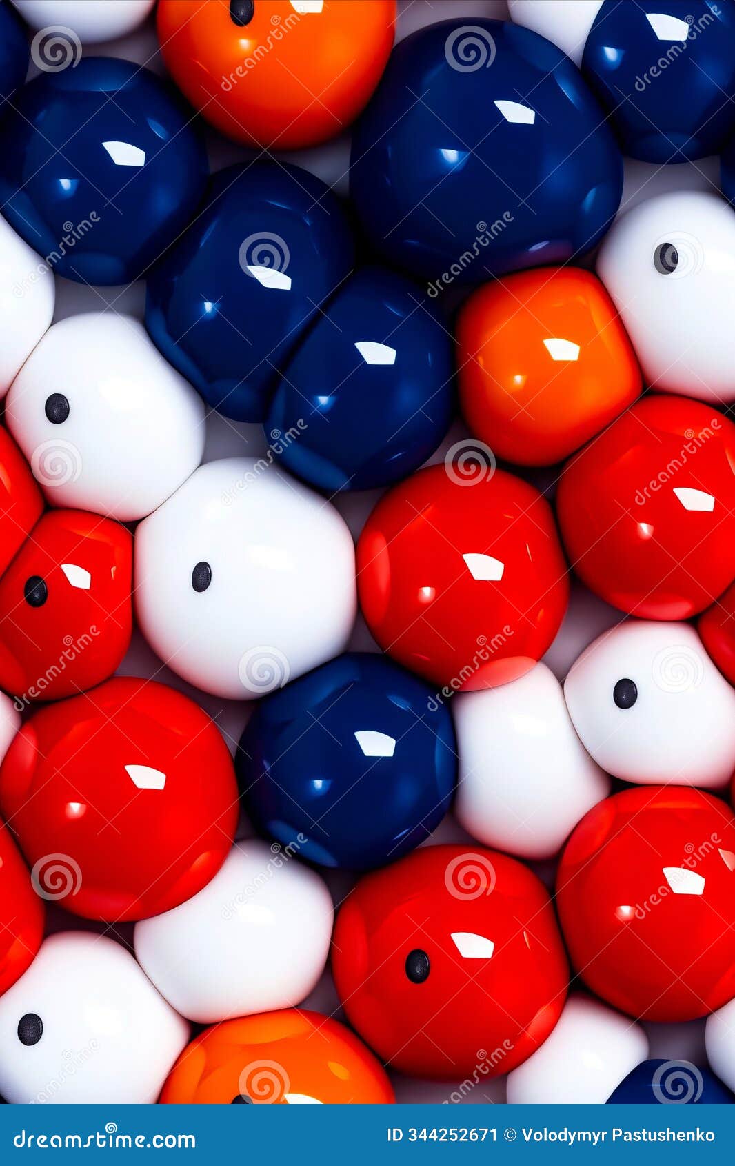 A Bunch of Red White and Blue Balls with Eyes Stock Illustration ...