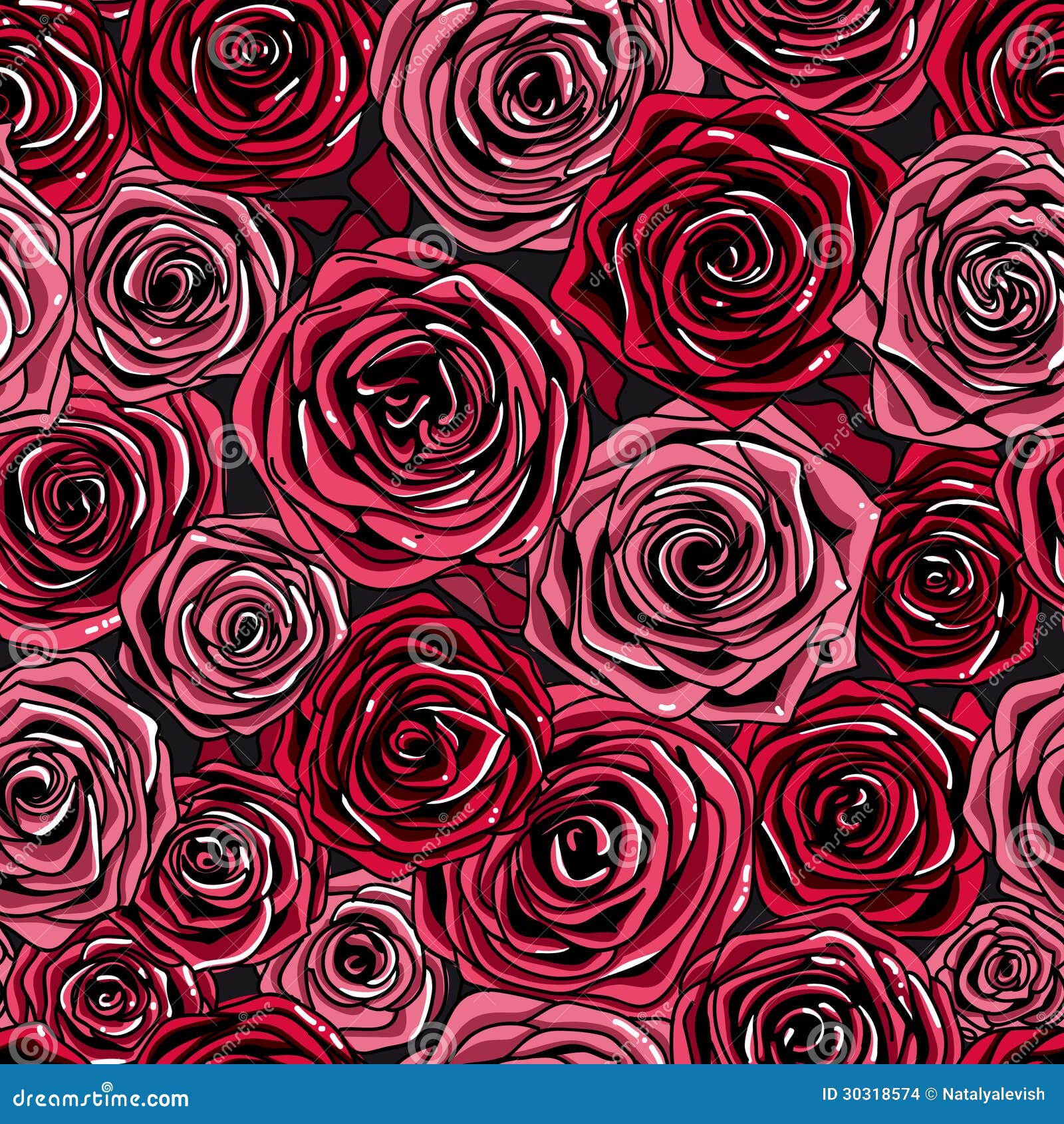 Bunch of roses stock illustration. Illustration of seamless - 30318574