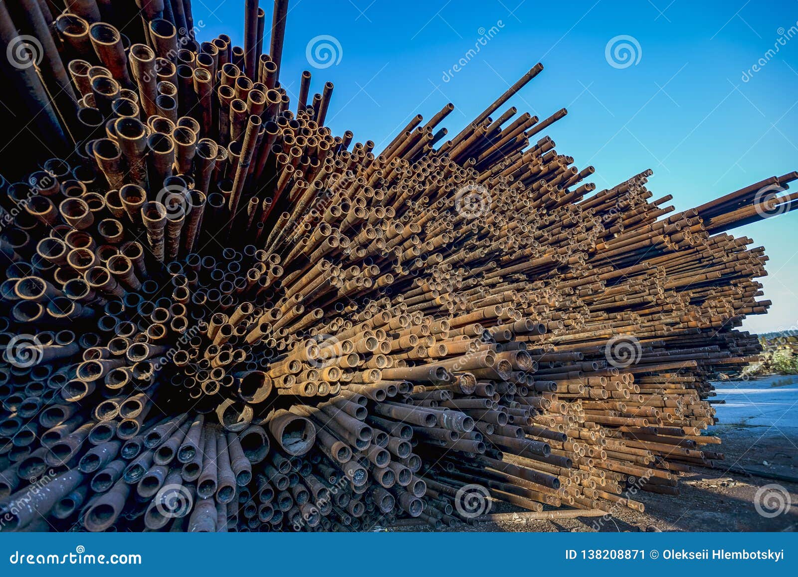 Bunch of Rust Pipes is Made One by One and Abandoned Stock Image ...