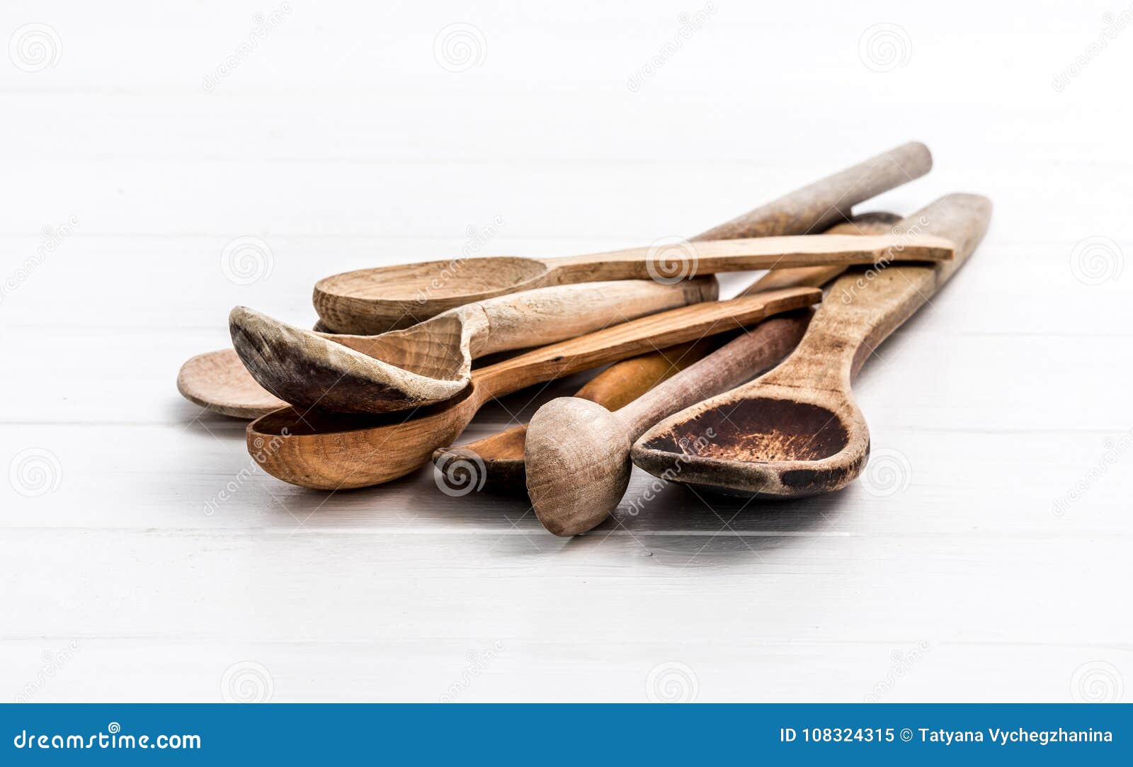 Bunch of Wooden Spoons on White Background Stock Image - Image of size ...