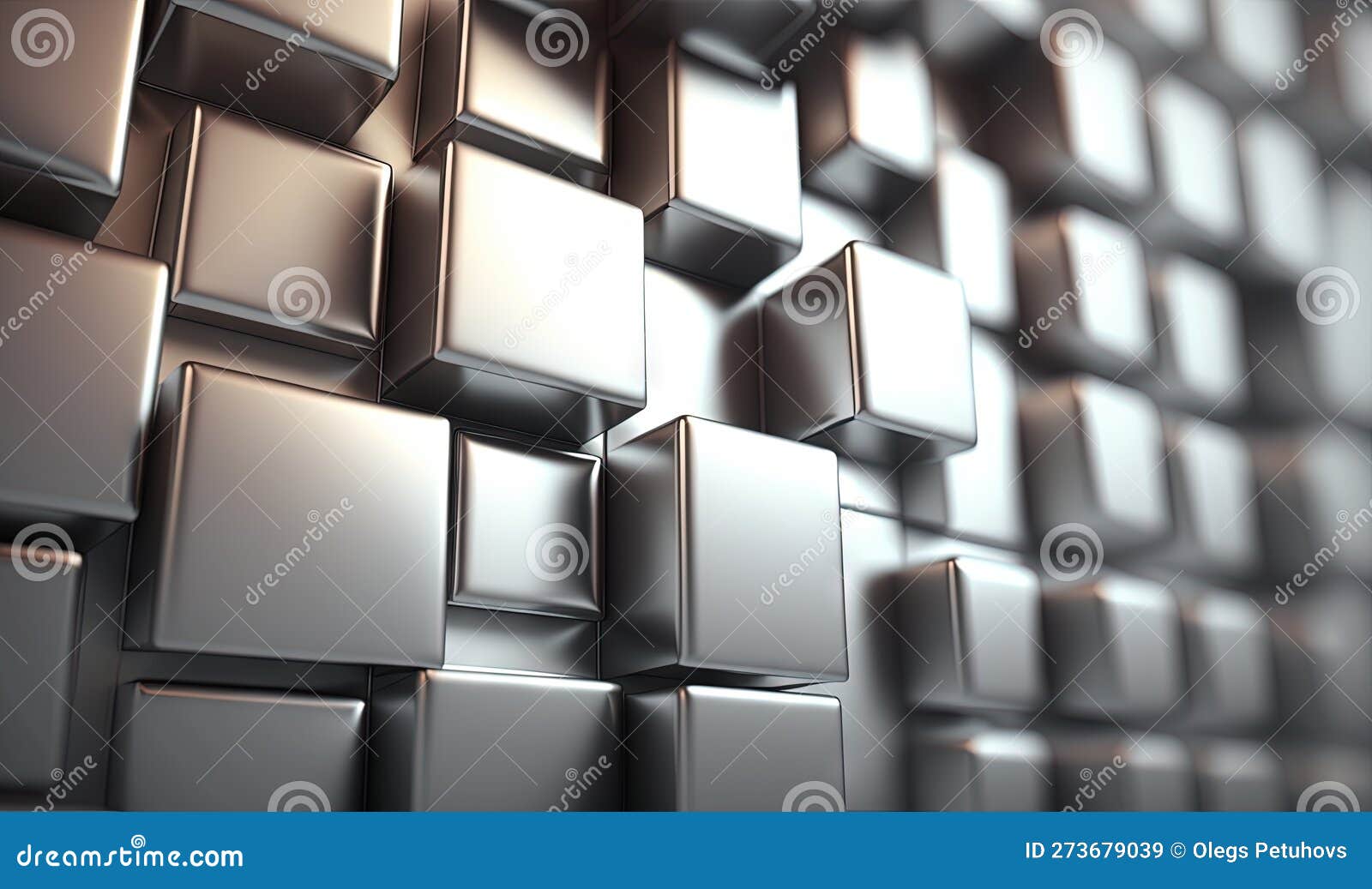 A Bunch of Shiny Metal Cubes are Stacked on Top of Each Other in a Wall ...