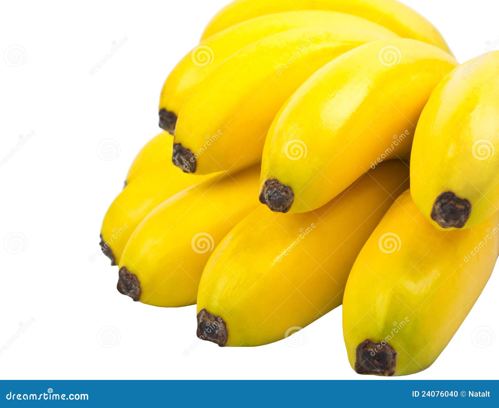 The Bunch of Small Bananas Isolated on White Stock Photo - Image of ...