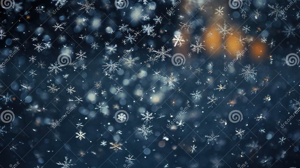 A Bunch of Snowflakes are Falling Down on a Dark Background, AI Stock ...