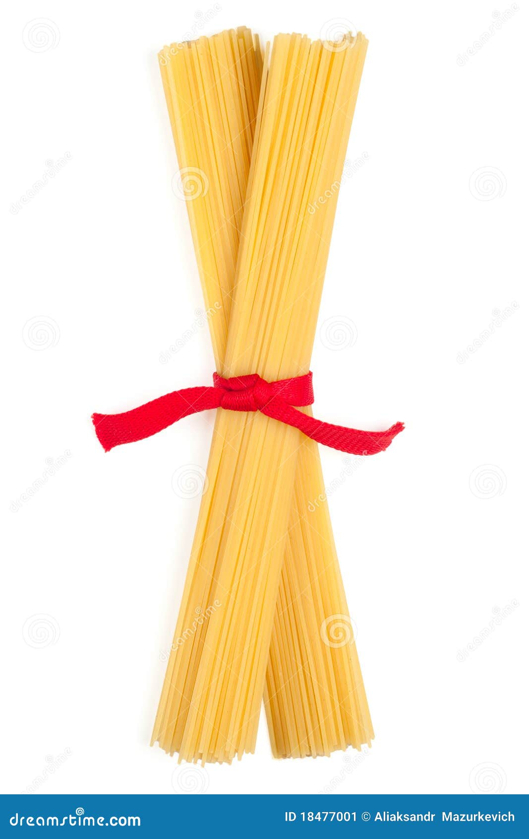 Bunch of Spaghetti Tied Up with Red Ribbon Stock Image - Image of food ...