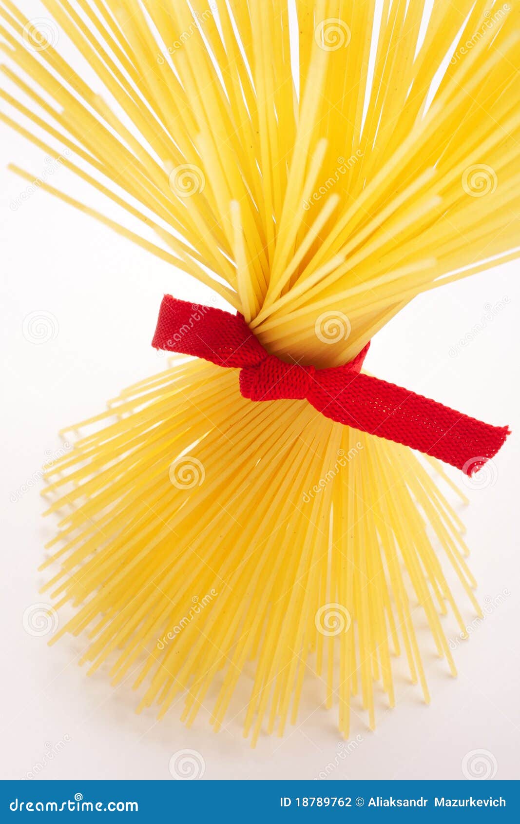 Bunch of Spaghetti Tied Up with Red Ribbon Stock Photo - Image of ...