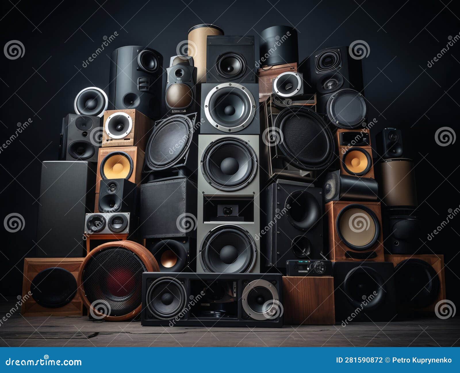 A Bunch of Speakers and Speakers Stacked on Top of Each Other in the ...