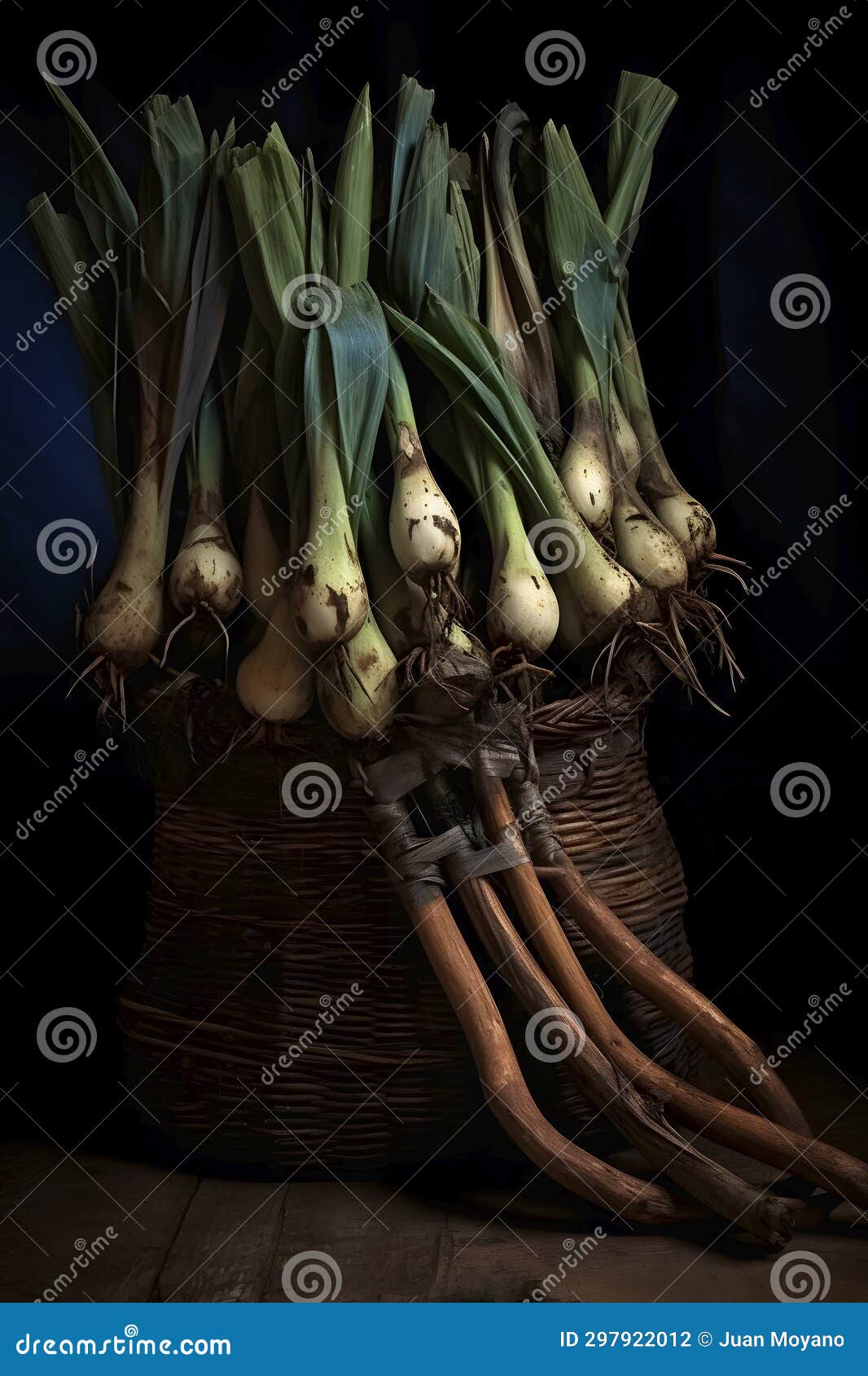 Bunch of Spring Onions in a Basket, AI Generated Stock Illustration ...