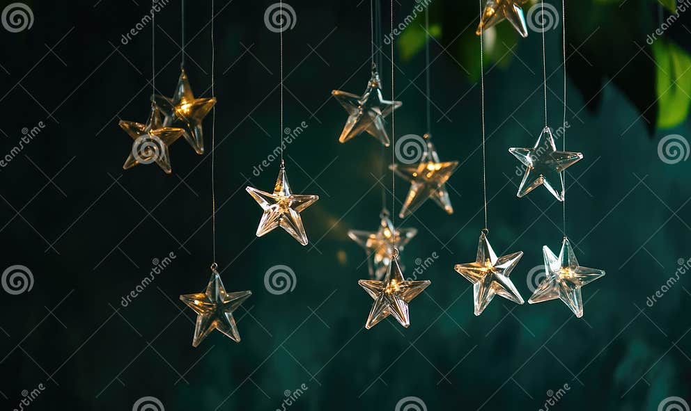 A Bunch of Stars Hanging from the Ceiling Stock Photo - Image of space ...