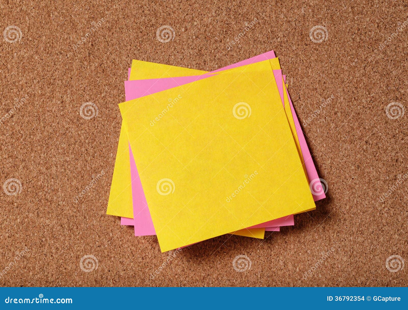 Bunch of Sticky Notes on Cork Board Stock Photo - Image of message ...