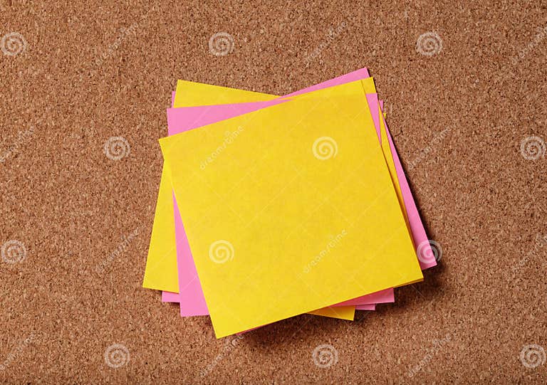 Bunch of Sticky Notes on Cork Board Stock Photo - Image of message ...