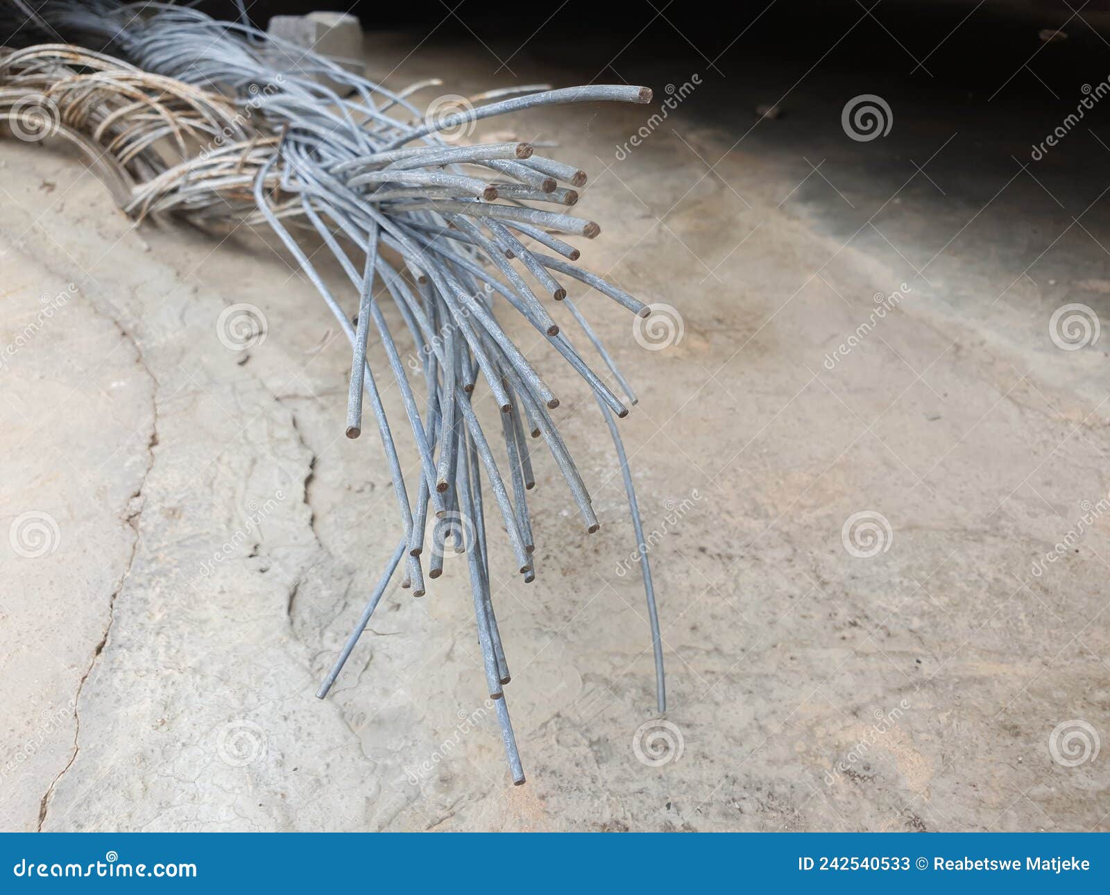 Bunch of Tangled Cut Wire on the Concrete Floor Stock Image - Image of ...