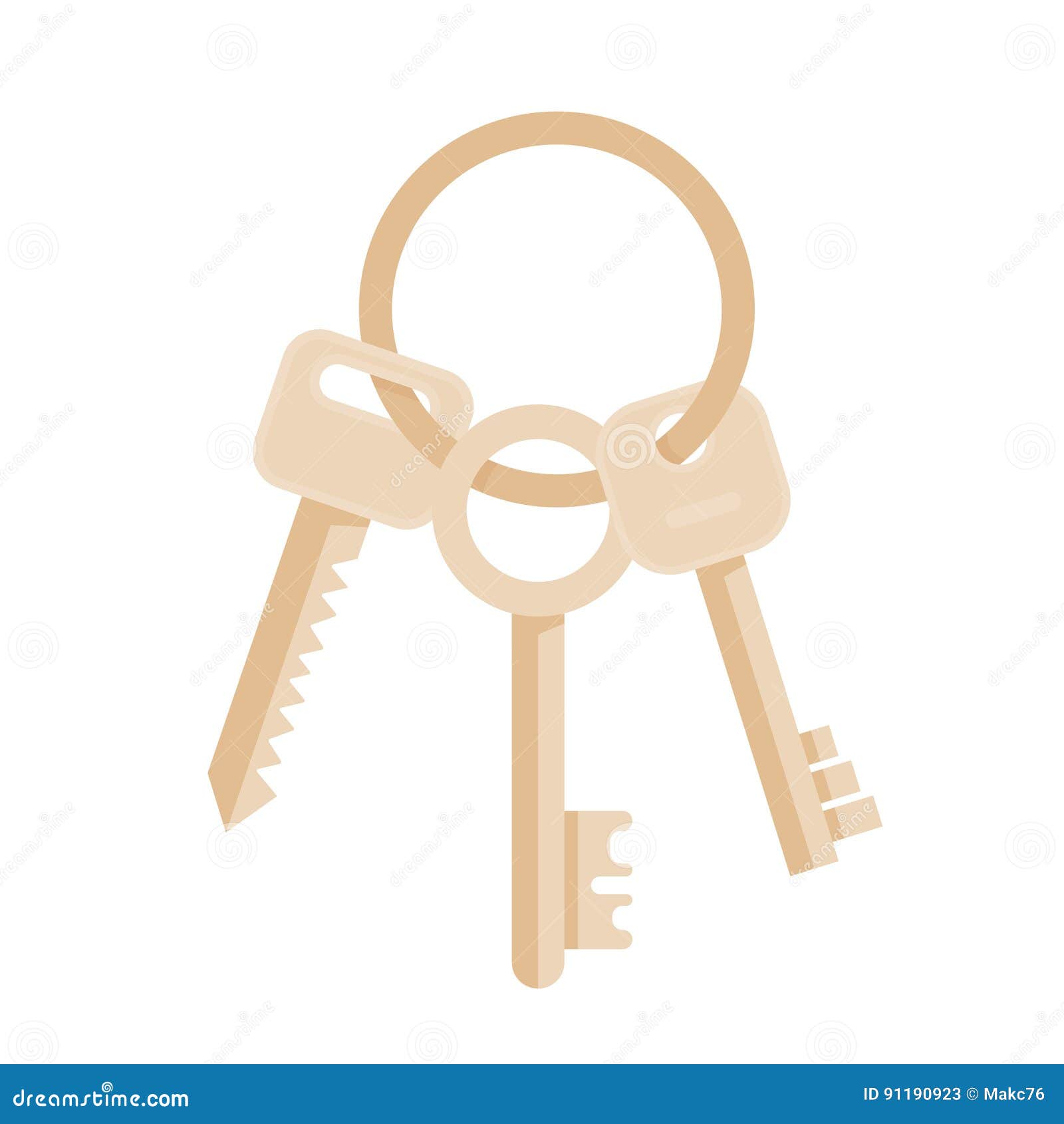 Bunch of three keys stock vector. Illustration of safety - 91190923