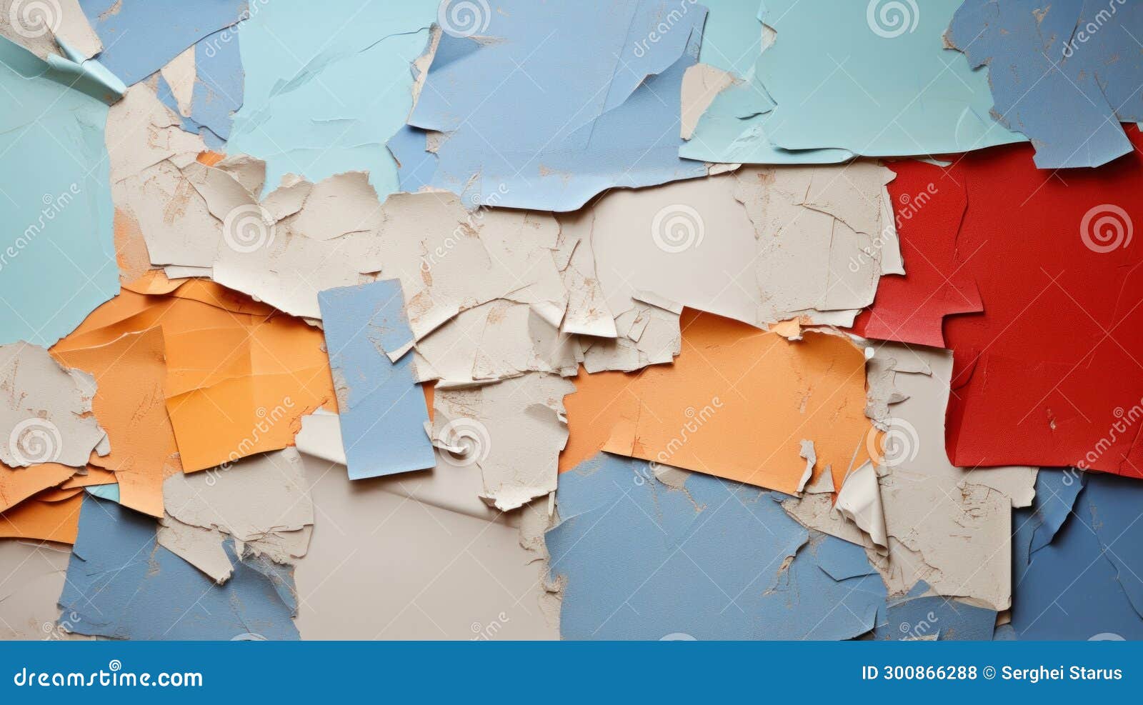 A Bunch of Torn Up Pieces of Paper are on the Wall, AI Stock Photo ...