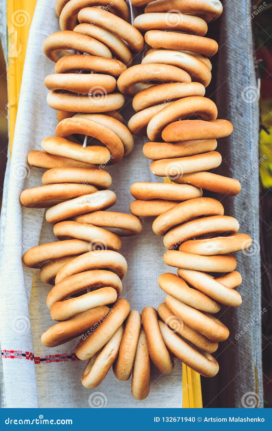 Bagels in a Bundle on the Wall Stock Photo - Image of traditional ...