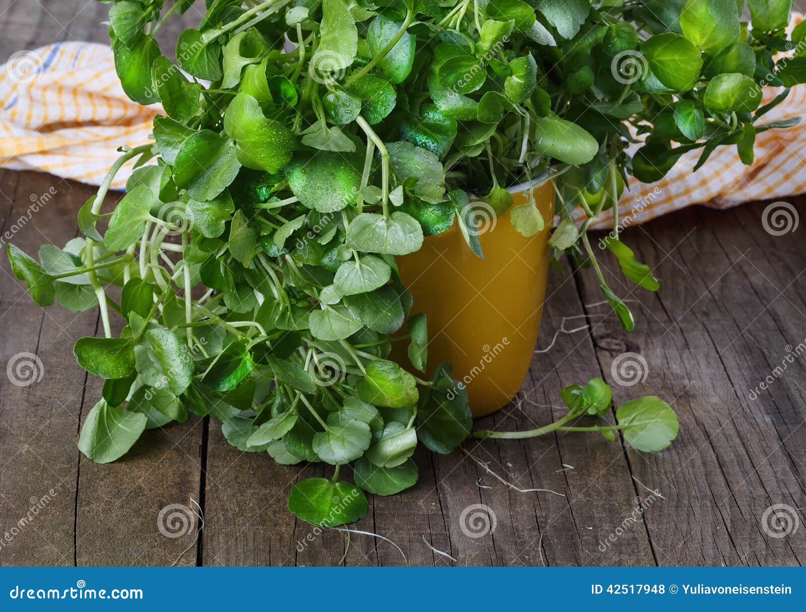 Bunch of Watercress on a Rustic Wooden Background Stock Photo - Image ...