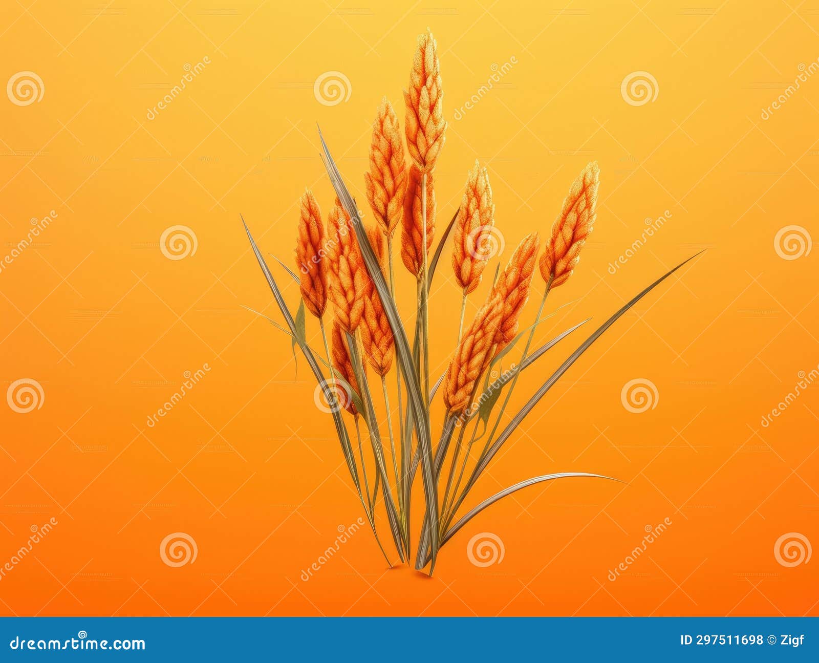 Bunch of Wheat on an Orange Background Stock Illustration ...