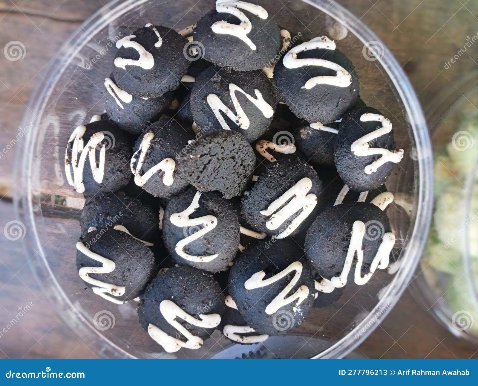 Bunch of White Chocolate Oreo Balls in a Plastic Container Stock Image ...