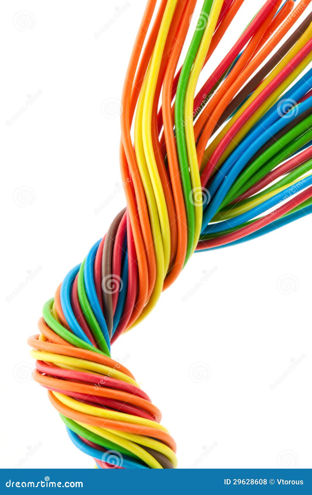 Wires Multicolor In Black Braid And White Connector Close Up On ...