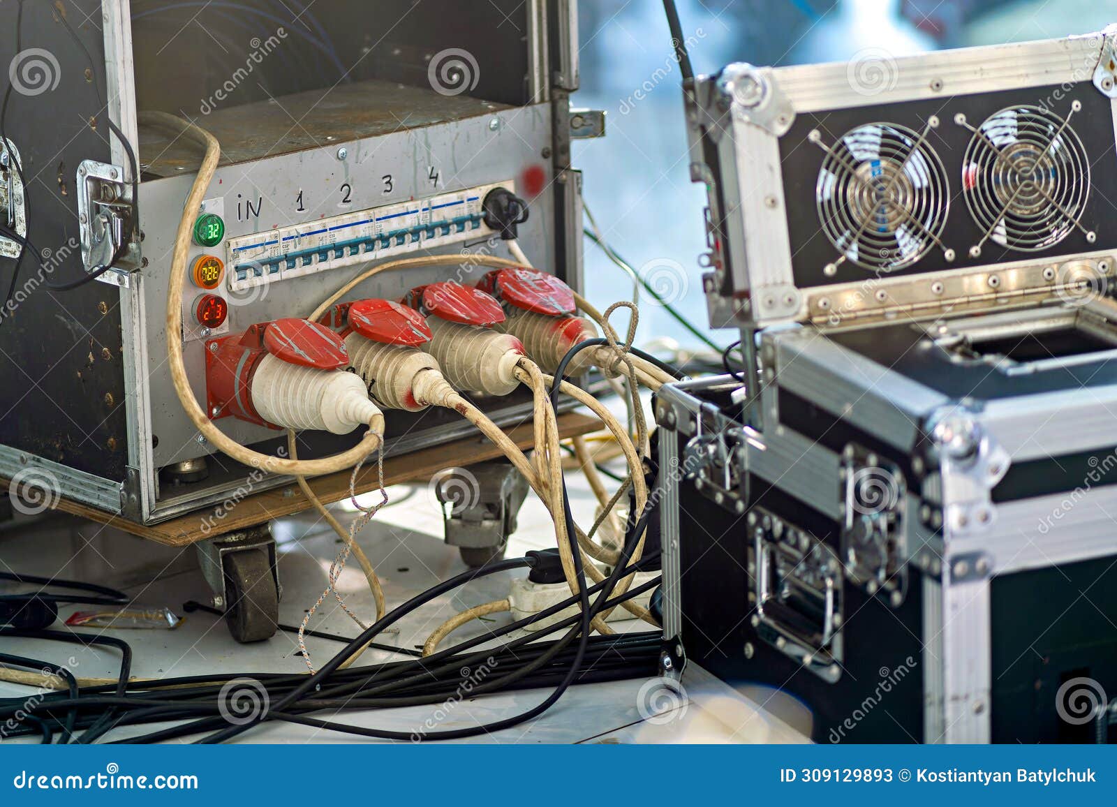 Bunch of Wires are Plugged into Device that is on Table Stock Image ...
