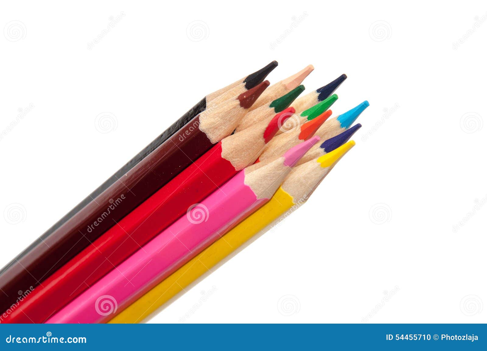 Bunch of Wooden Colored Pencils Over White Background Stock Photo ...