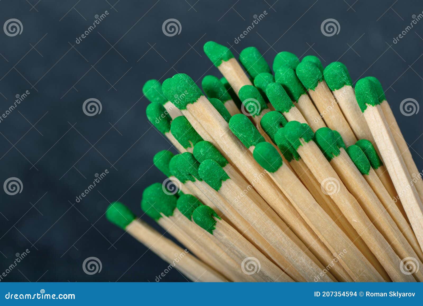 A Bunch of Wooden Matches with Green Gray Stock Photo - Image of stick ...
