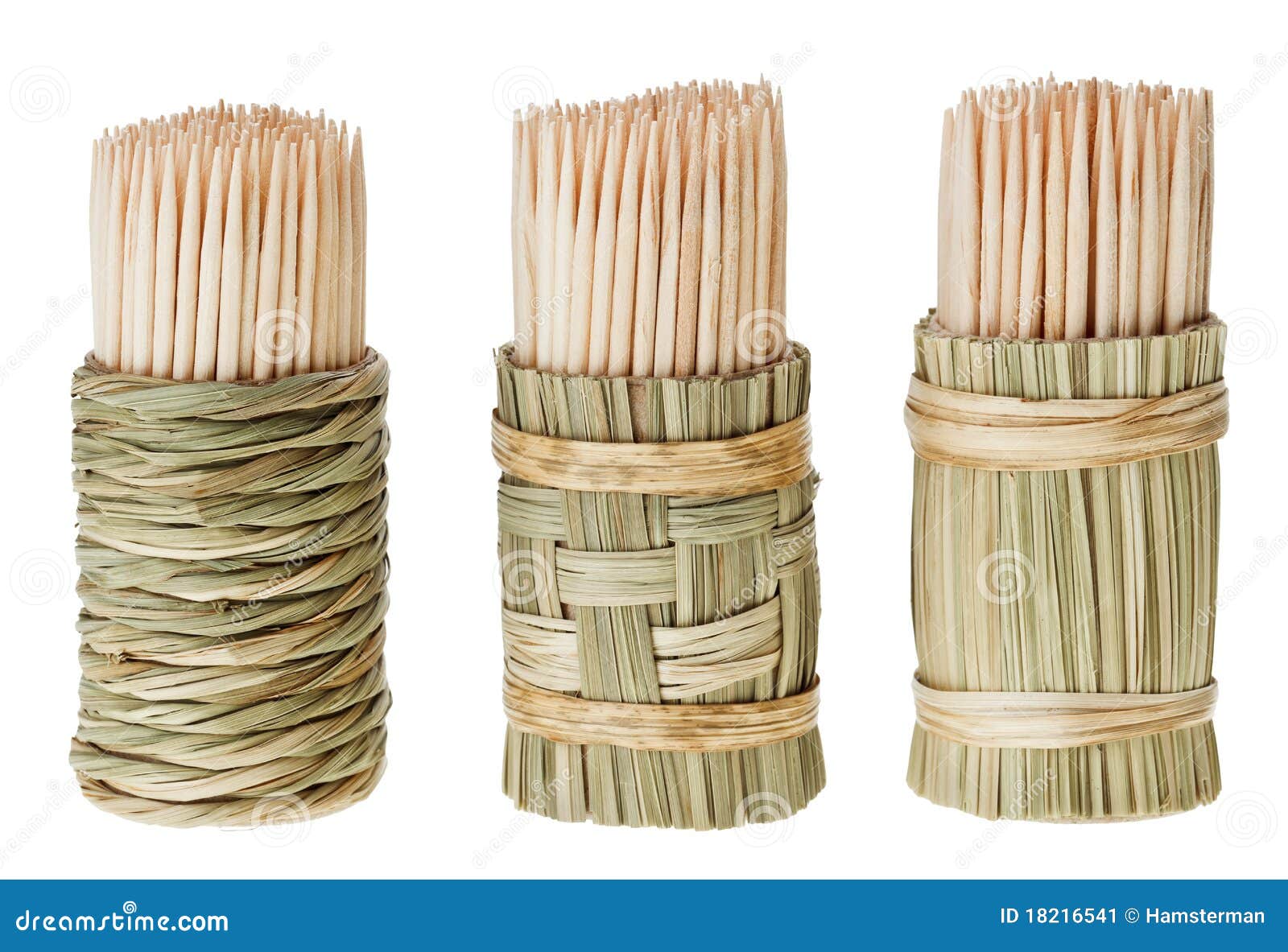Bunch of Wooden Toothpick in Round Straw Holder Stock Image - Image of ...
