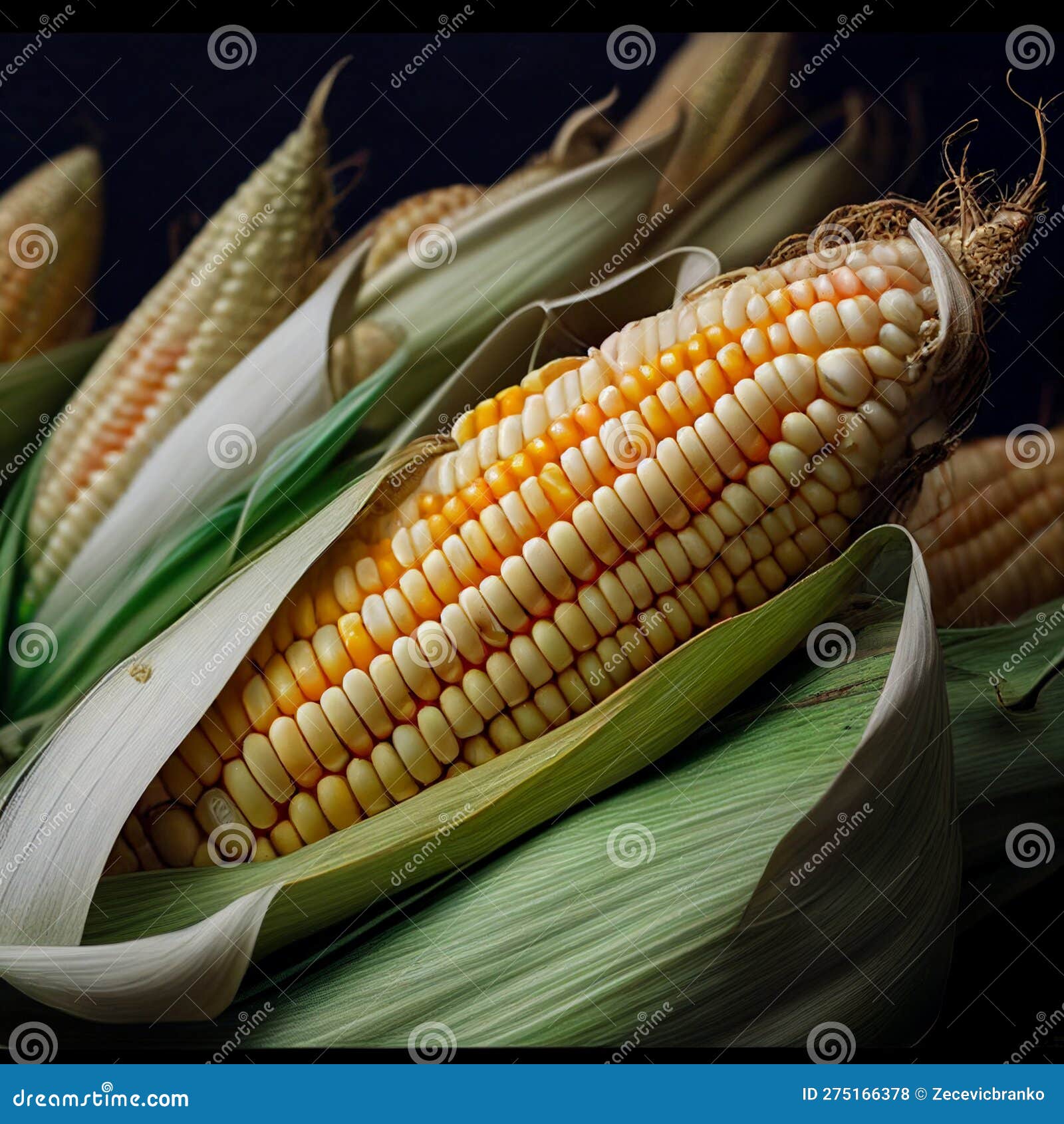 A Bunch Of Corn Flying In The Airon White Background Wde Panoramic ...