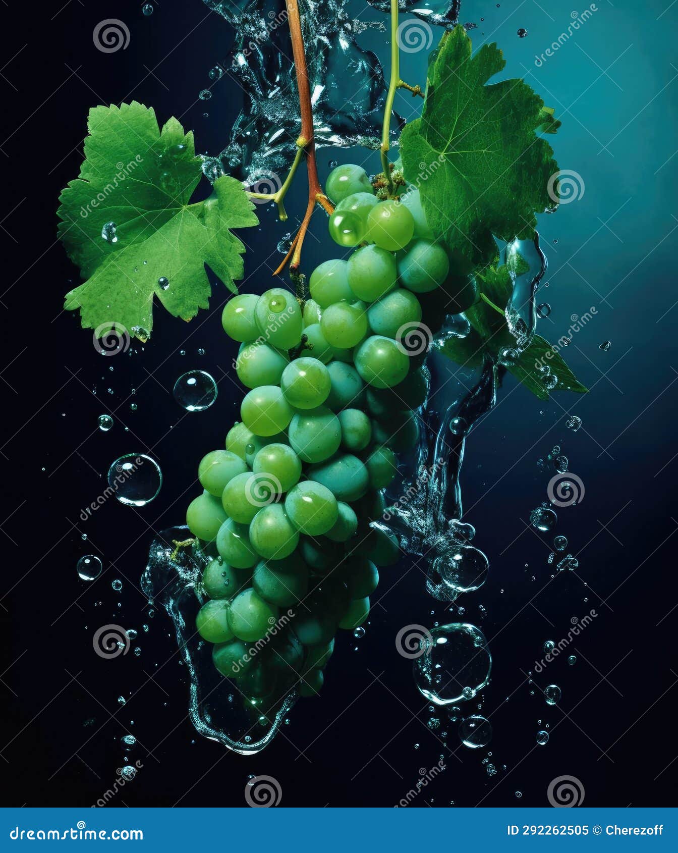 Bunches of Grapes Fall into the Water Stock Image - Image of wave ...