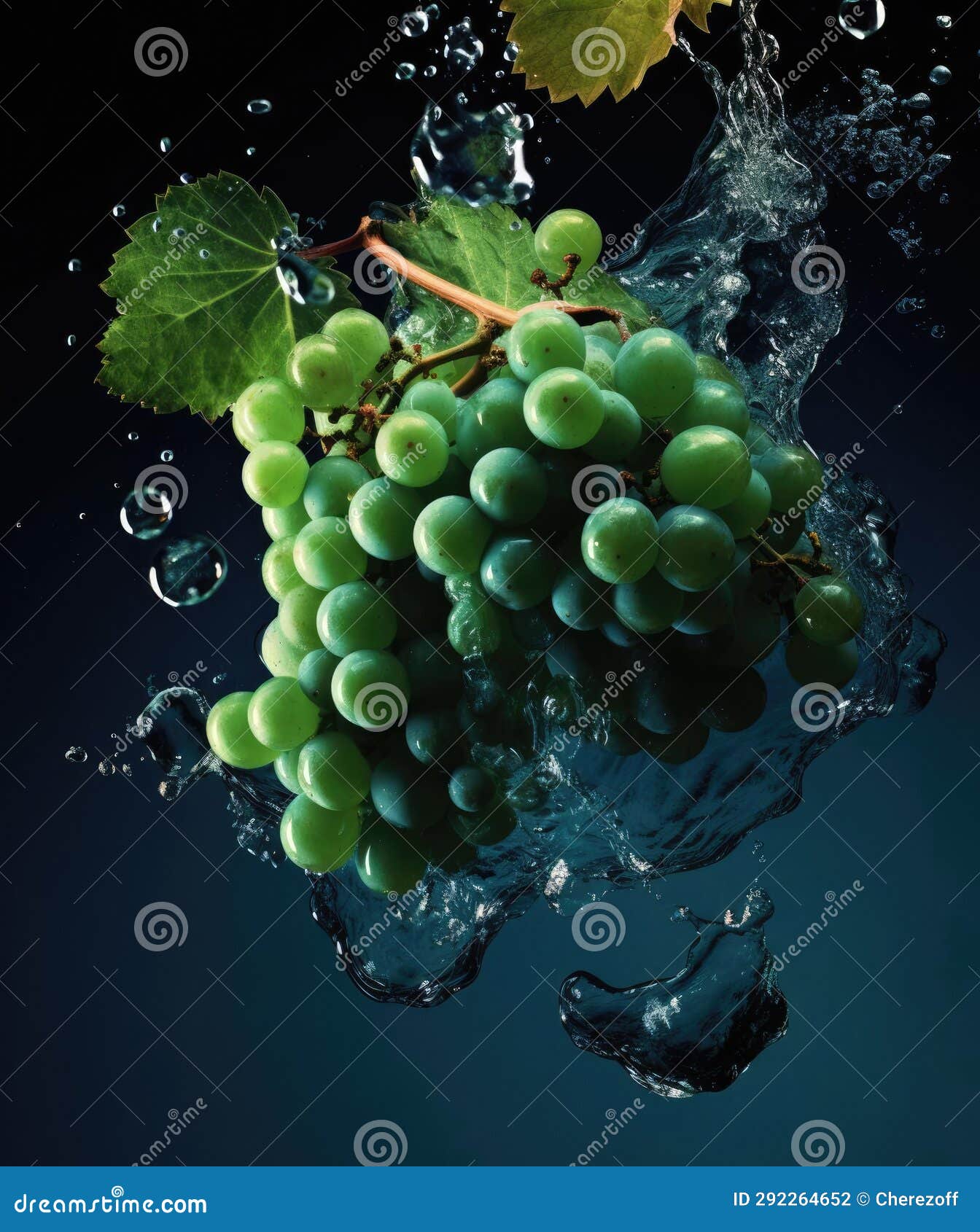 Bunches of Grapes Fall into the Water Stock Photo - Image of wave ...
