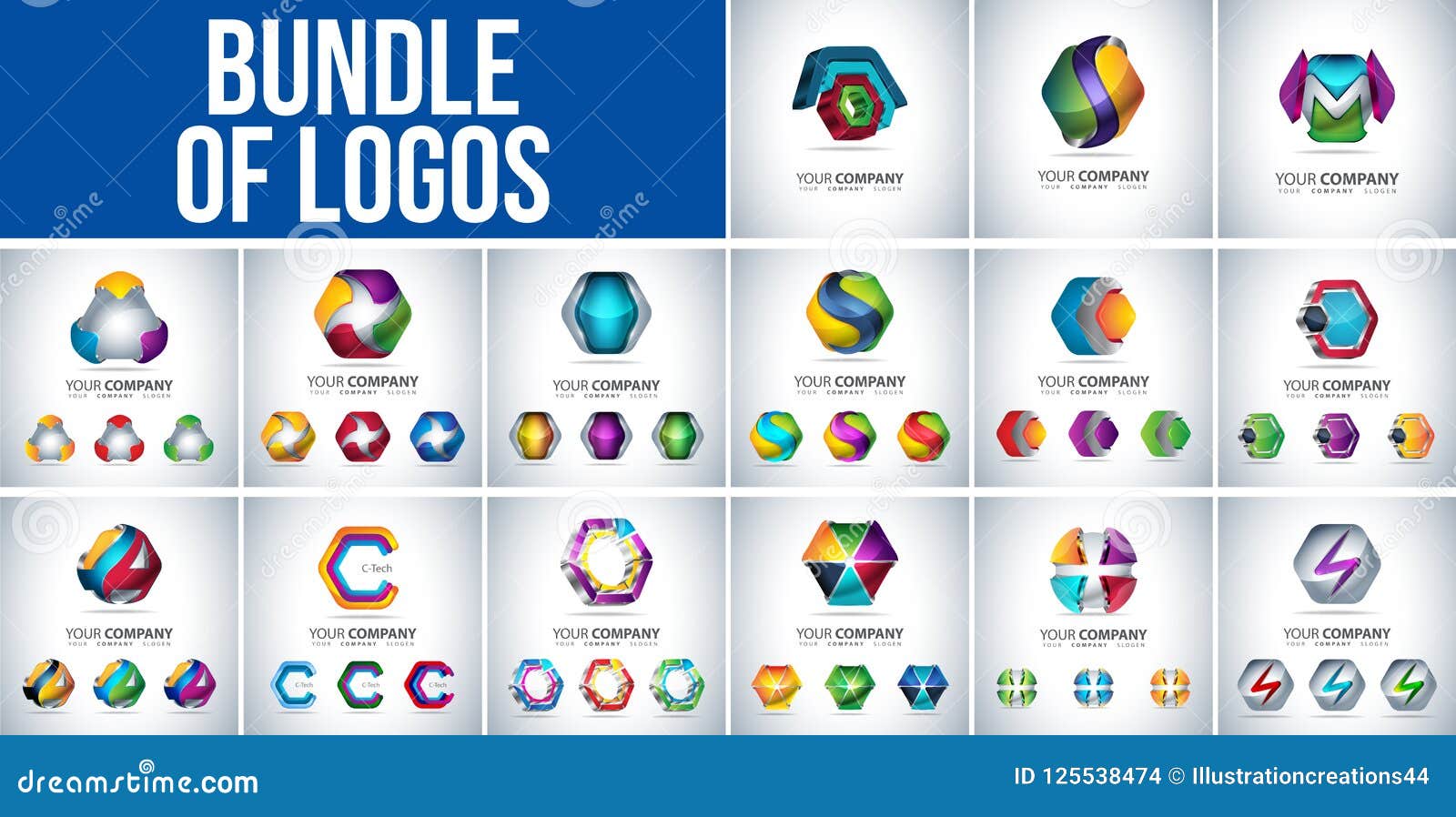 Bundel of Logo 3D Hexagon Shape, Stock Vector - Illustration of hitech ...