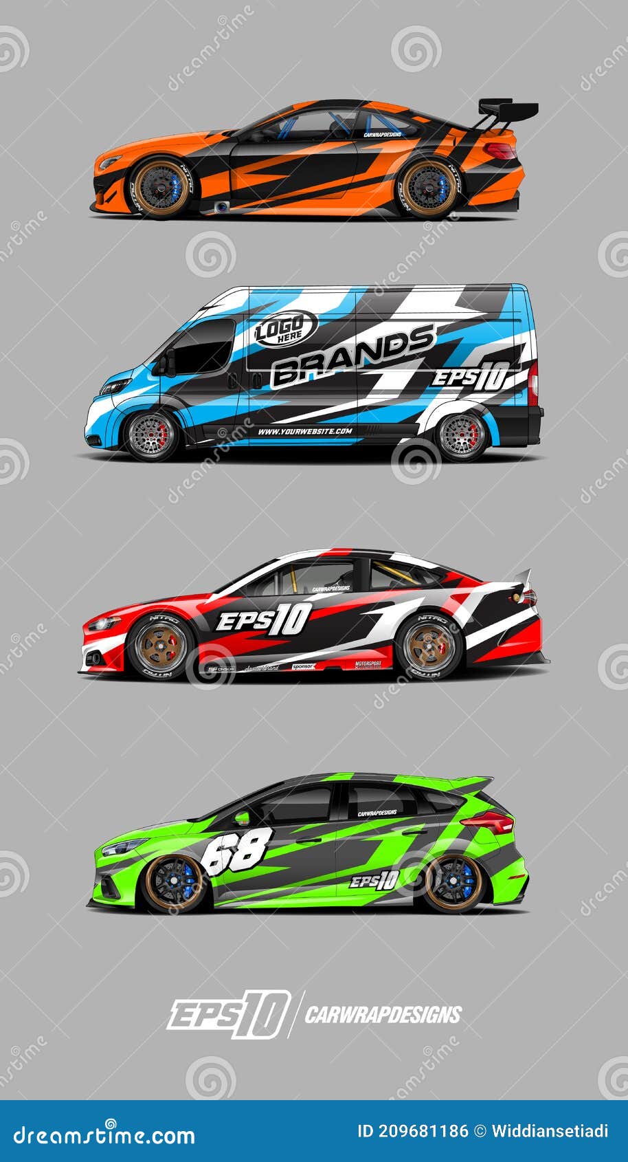 Car Livery Design Vector Set. Graphic Abstract Stripe Racing Background ...