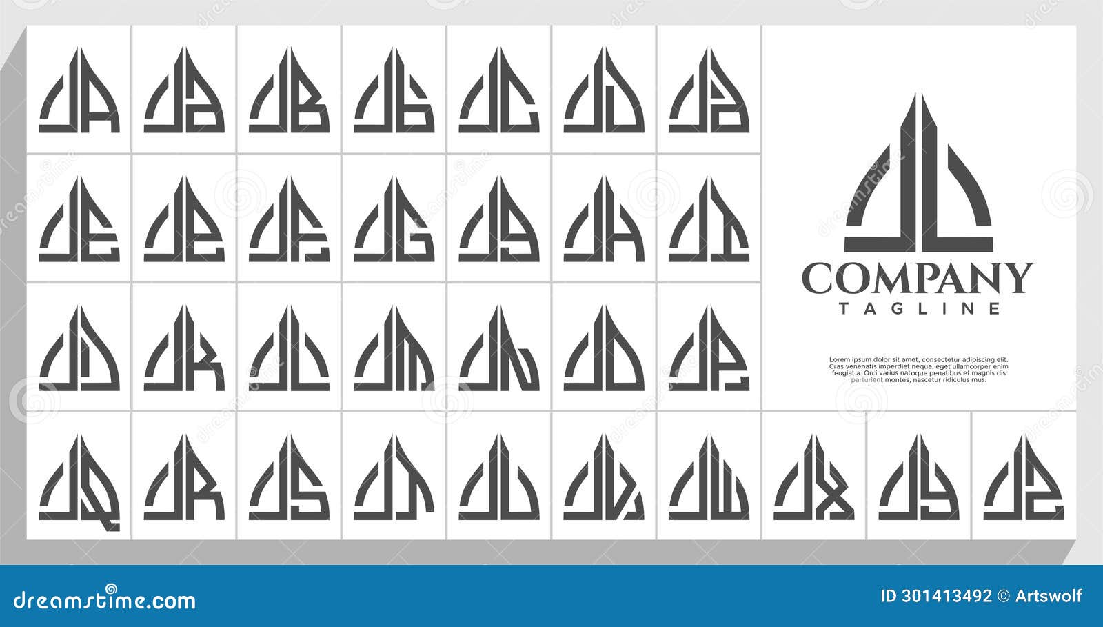 Bundle of Abstract Arch Dome Letter J JL Logo Design Stock Illustration ...