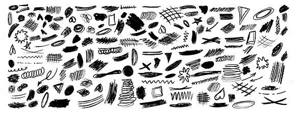 Bundle of Abstract Doodle Patterns Featuring Strokes on White Stock ...