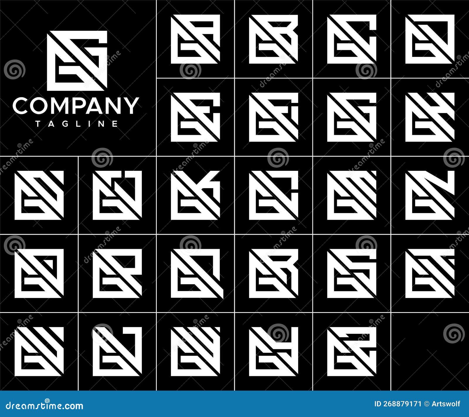 Bundle of Abstract Square G Letter Logo Design Vector. Simple GG G Logo ...