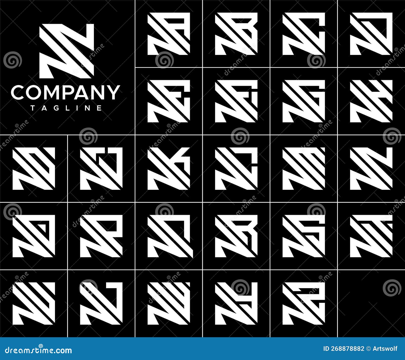 Bundle of Abstract Square N Letter Logo Design Vector. Simple NN N Logo ...