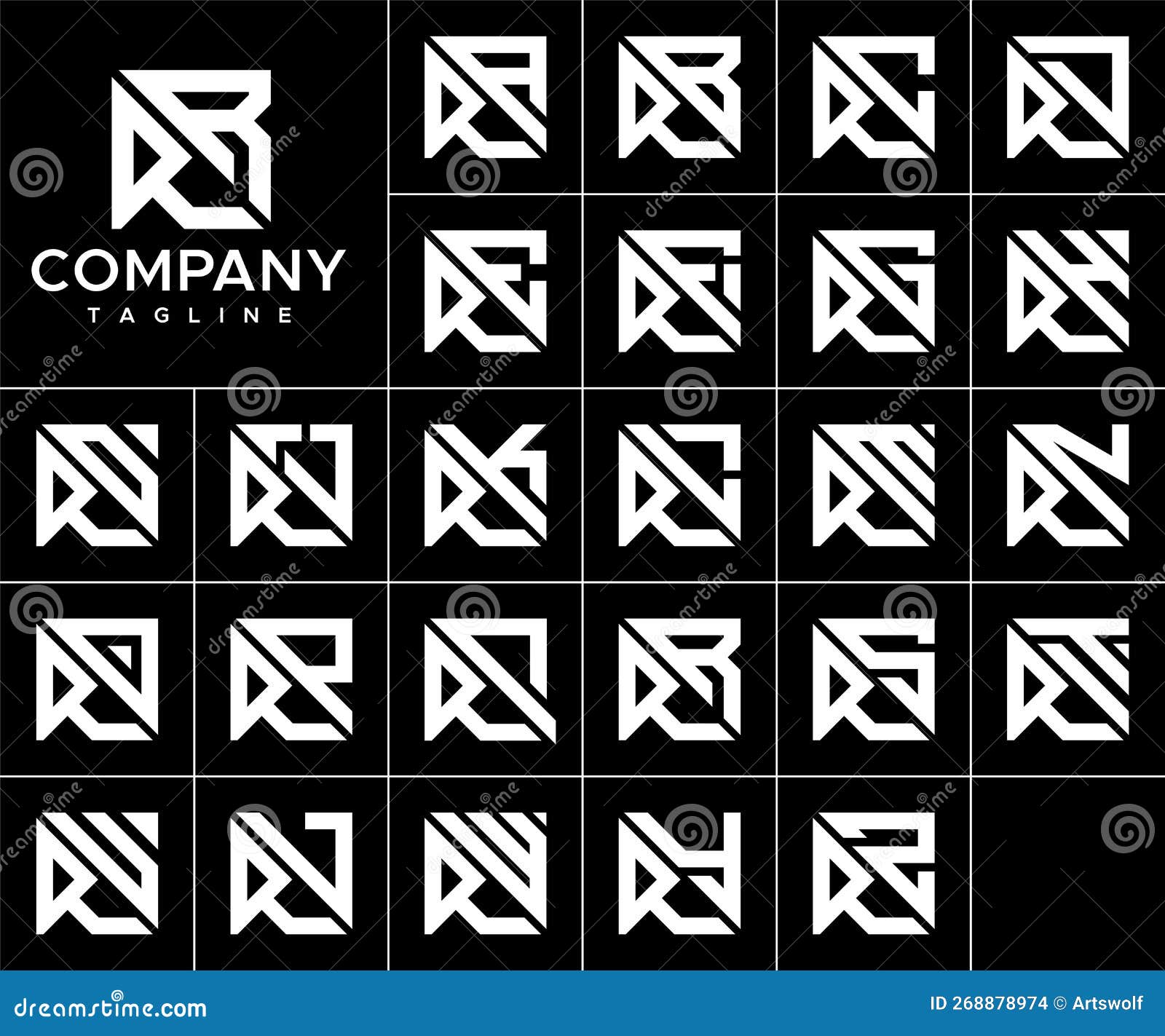 Bundle of Abstract Square R Letter Logo Design Vector. Simple RR R Logo ...