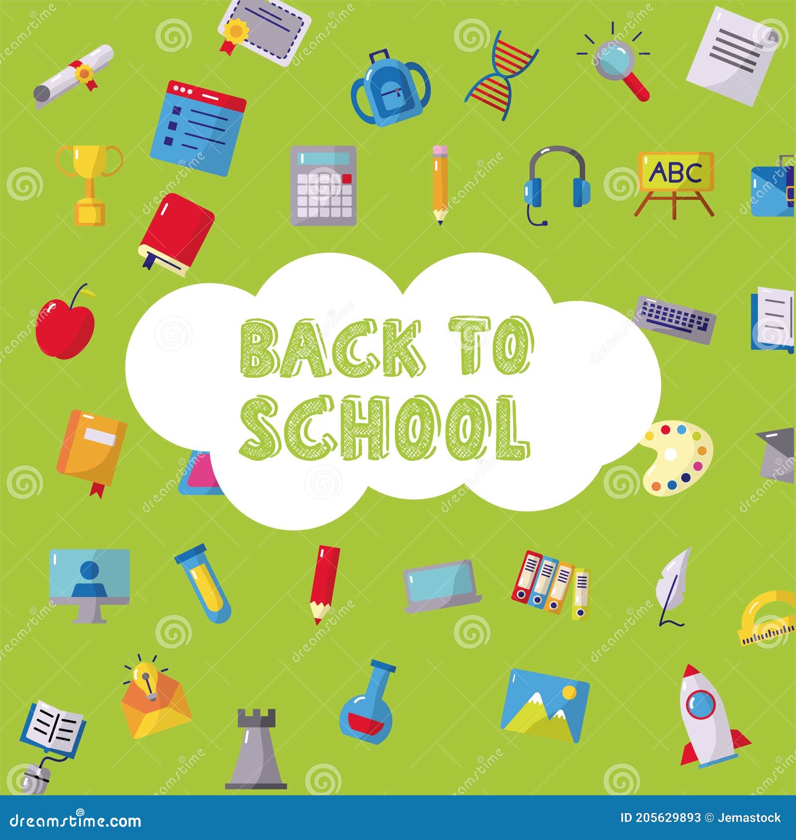 Bundle of Back To School Pattern Icons and Lettering Stock Vector ...