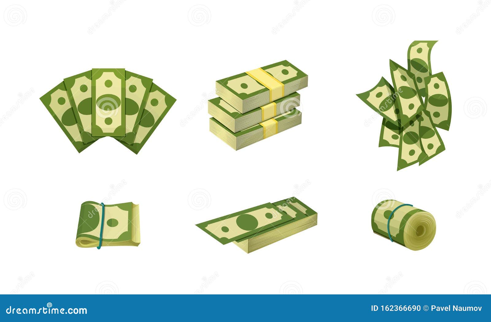 Bundle of Banknotes Rolled and in Stacks Vector Set Stock Vector ...