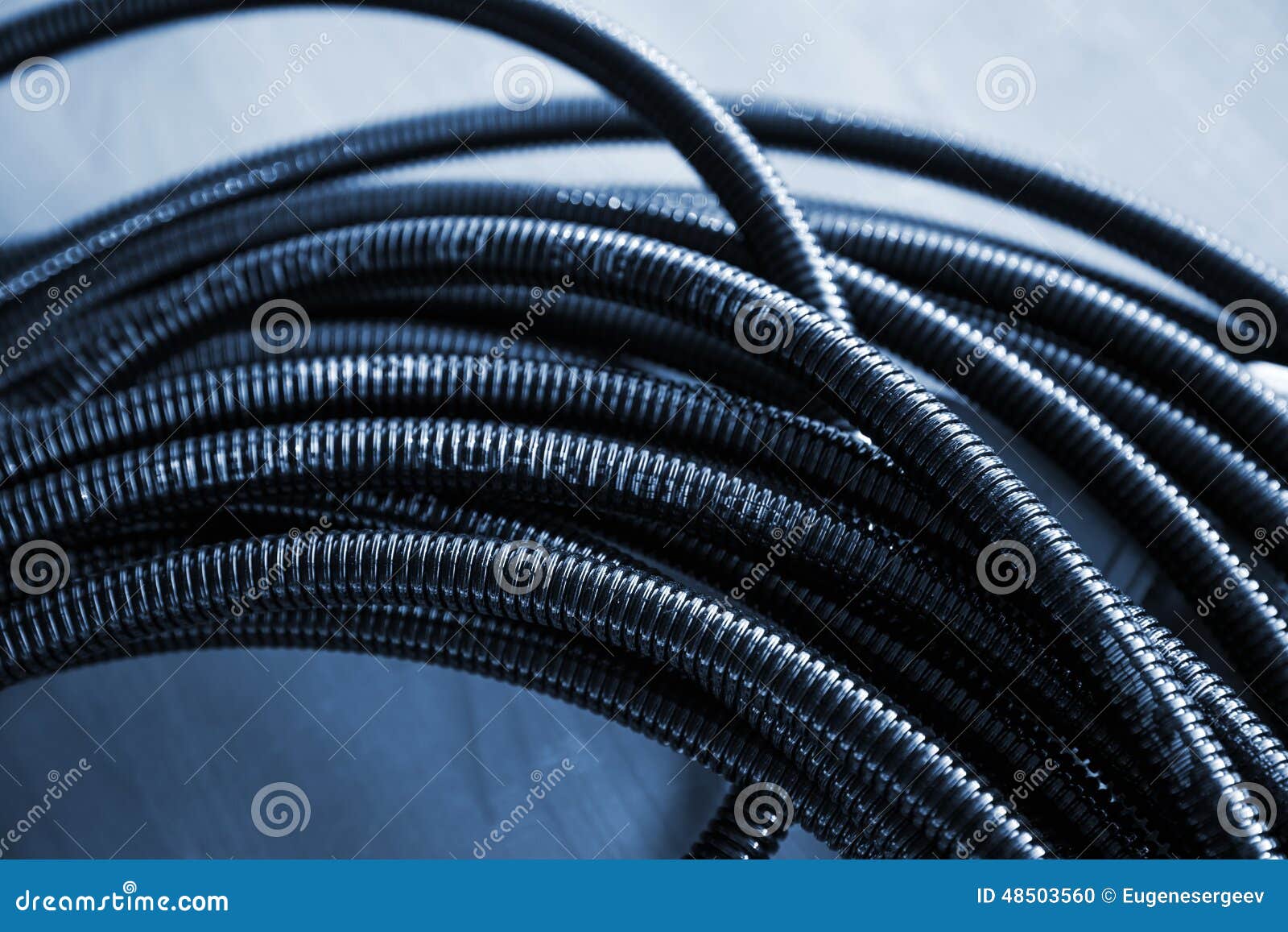 Bundle of Black Plastic Cable Channel Stock Photo - Image of line ...