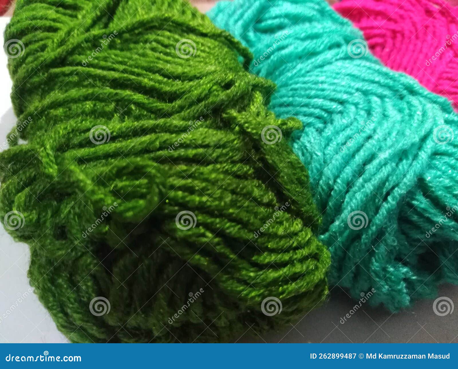 Bundle of Blue and Green Wool Yarn on White Background. Apparel ...