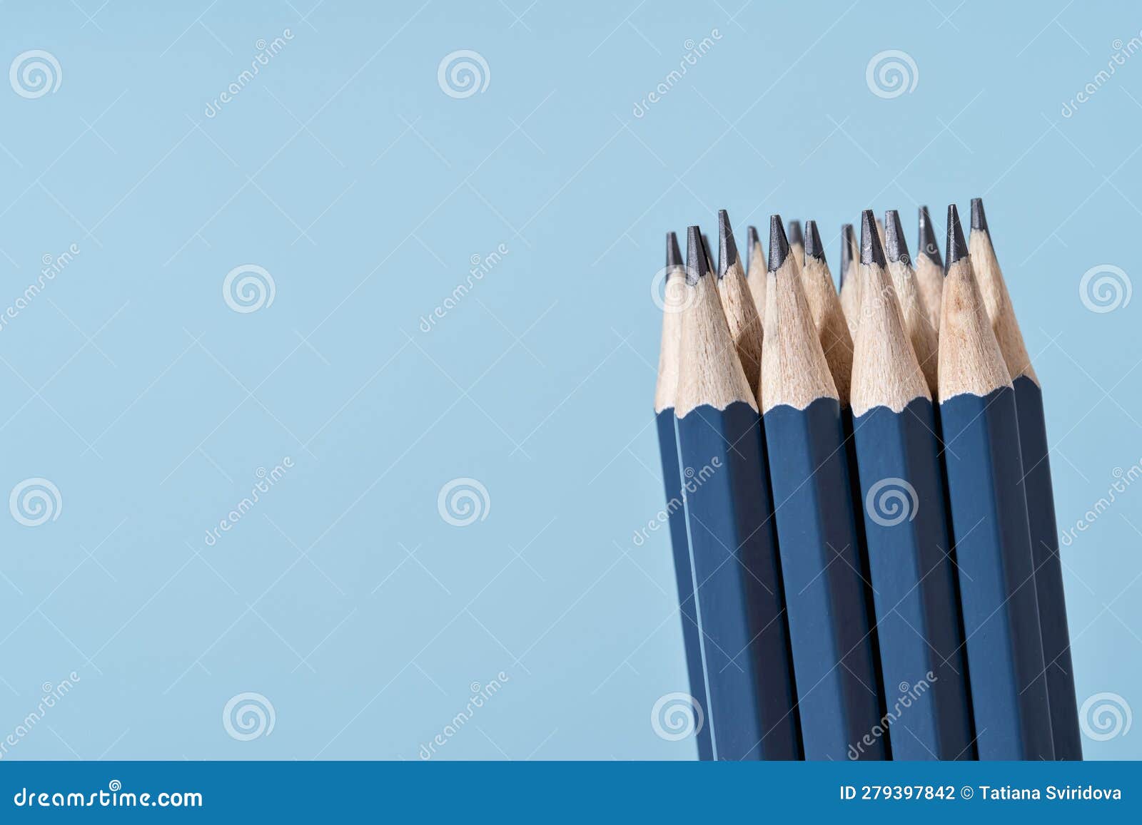 Bundle of Blue Pencils on Blue. Back To School Stock Photo - Image of ...